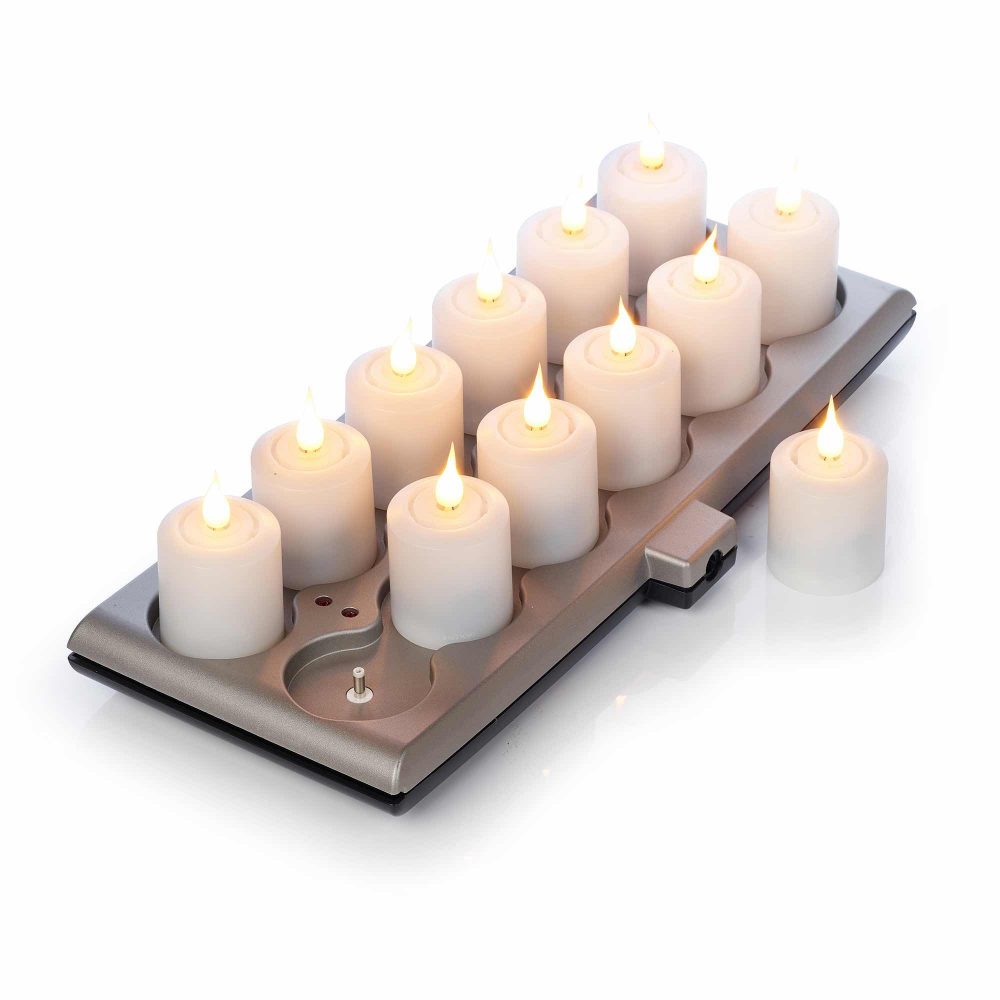 12 SET – Smart Flame Rechargeable LED Moving Flame Votive Candles ...